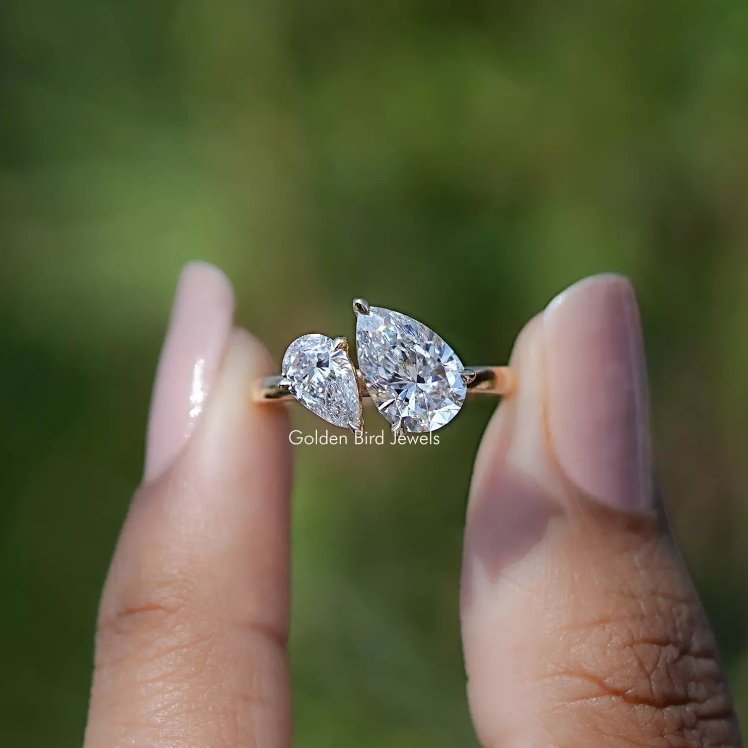 Two Stone Pear Shaped Lab Diamond Ring