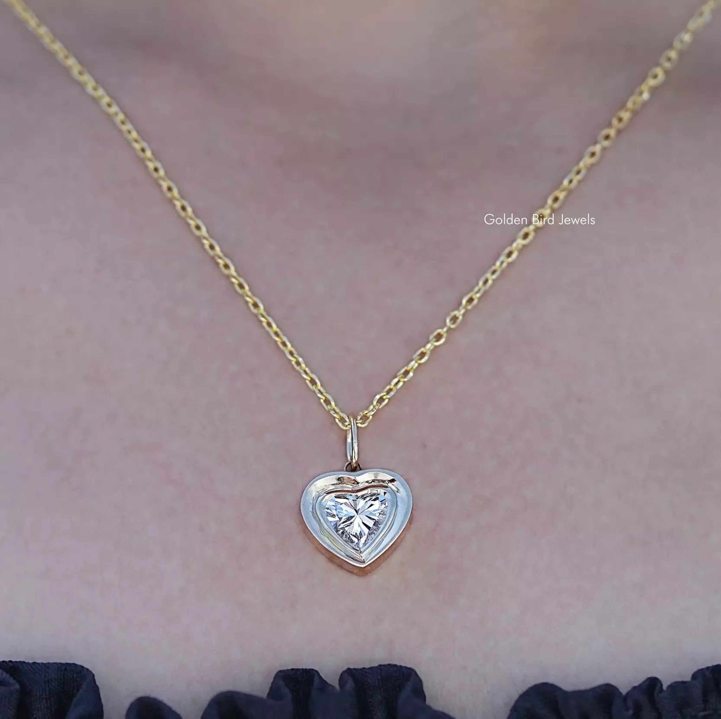 Bezel Set Heart Shaped Solitaire Pendant