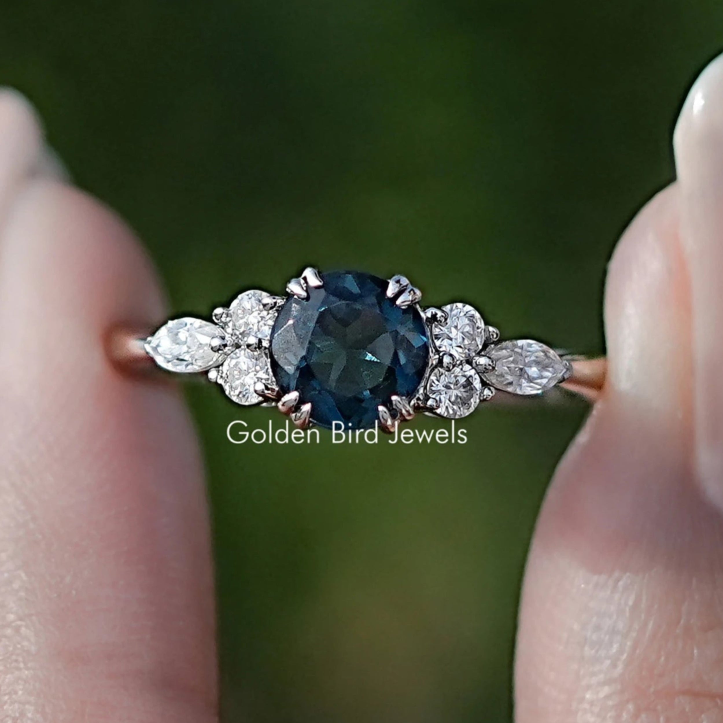 Blue Topaz Round Gemstone Ring