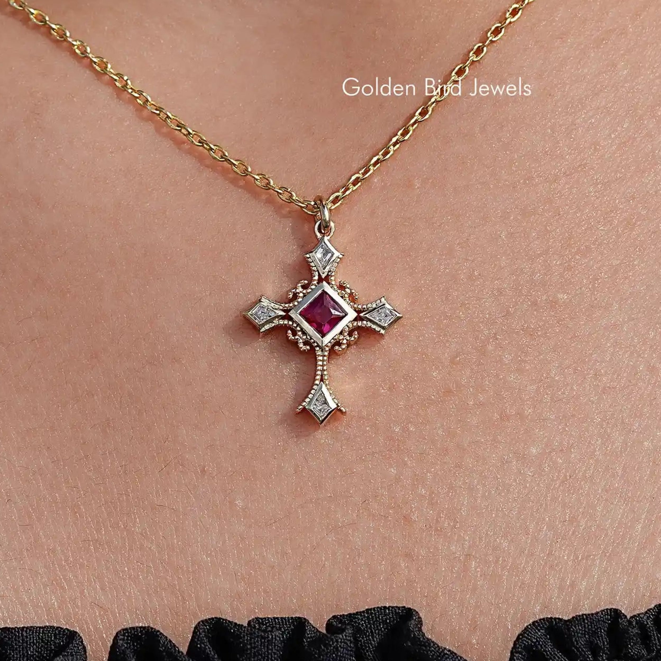 Criss Cross Princess Cut Pendant
