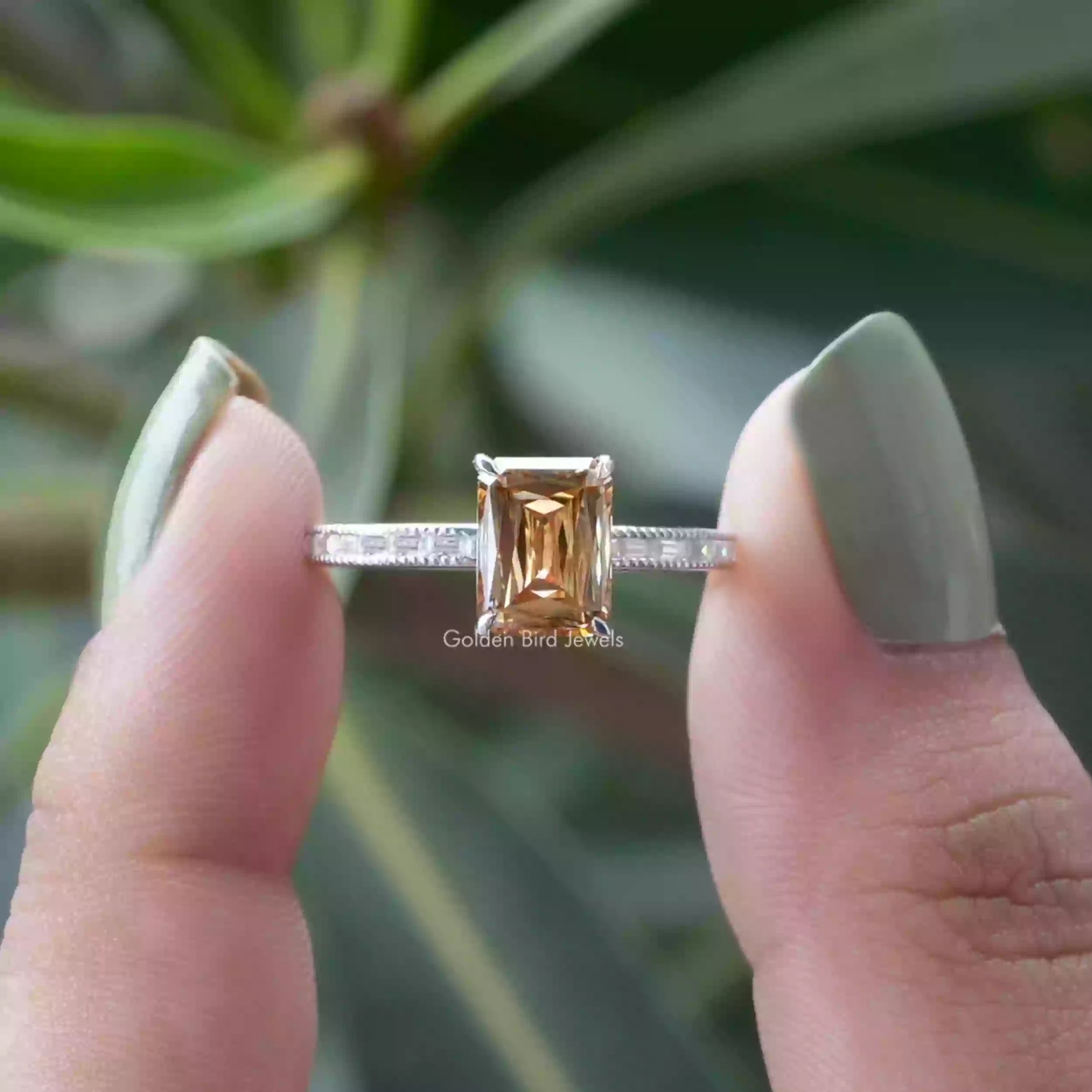 Criss Cut Moissanite Accent Stone Ring