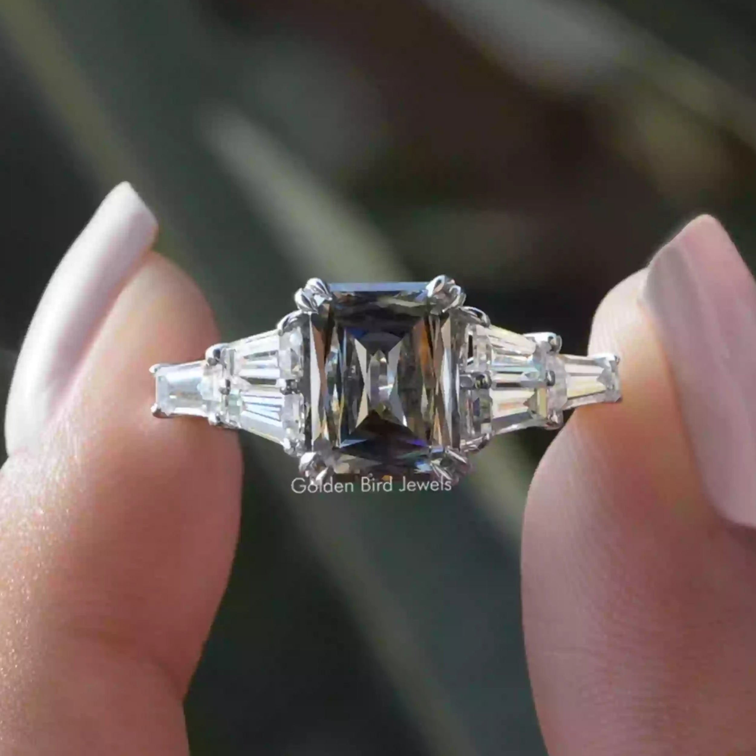 Moissanite Criss Cut Engagement Ring