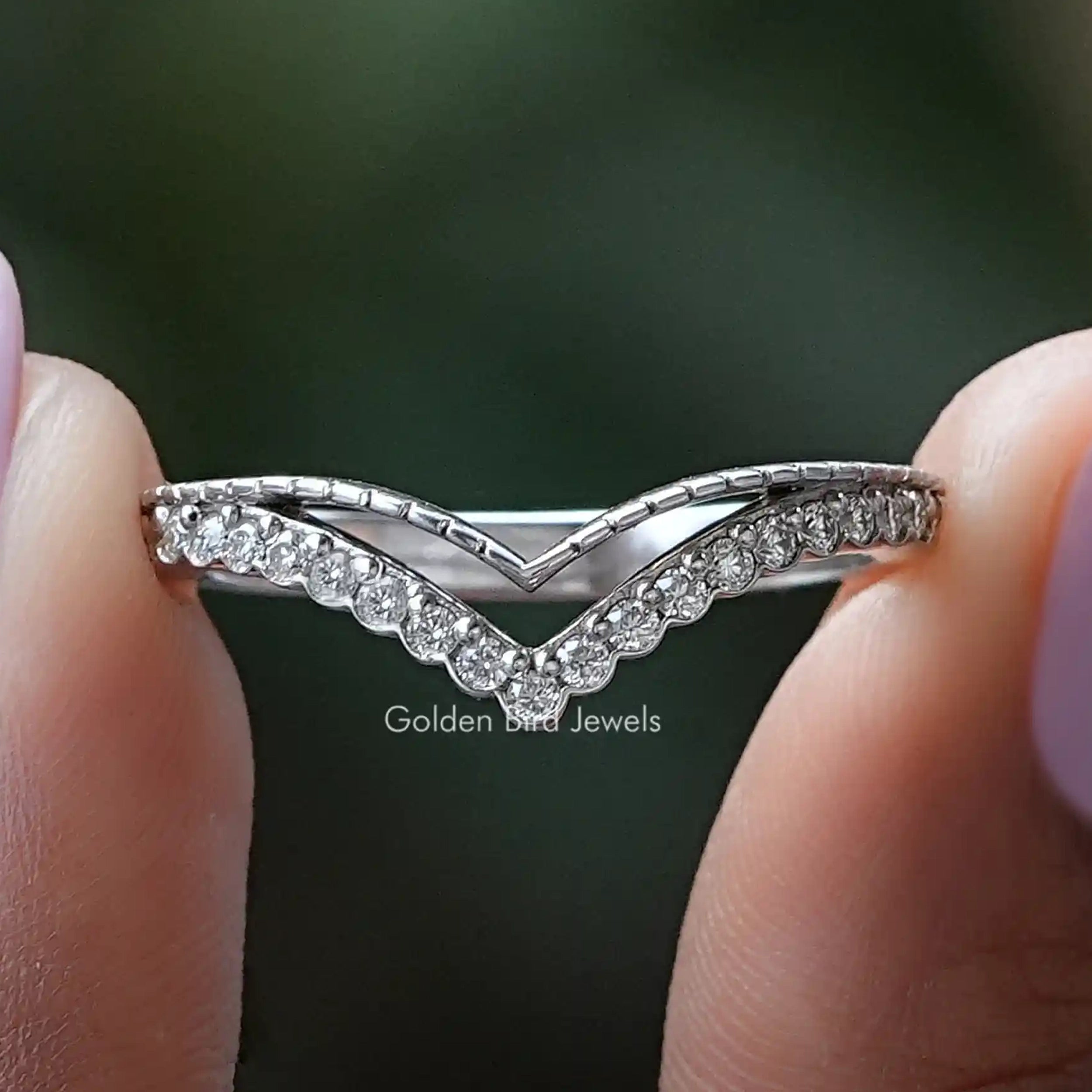 V Shaped Round Chevron Wedding Band
