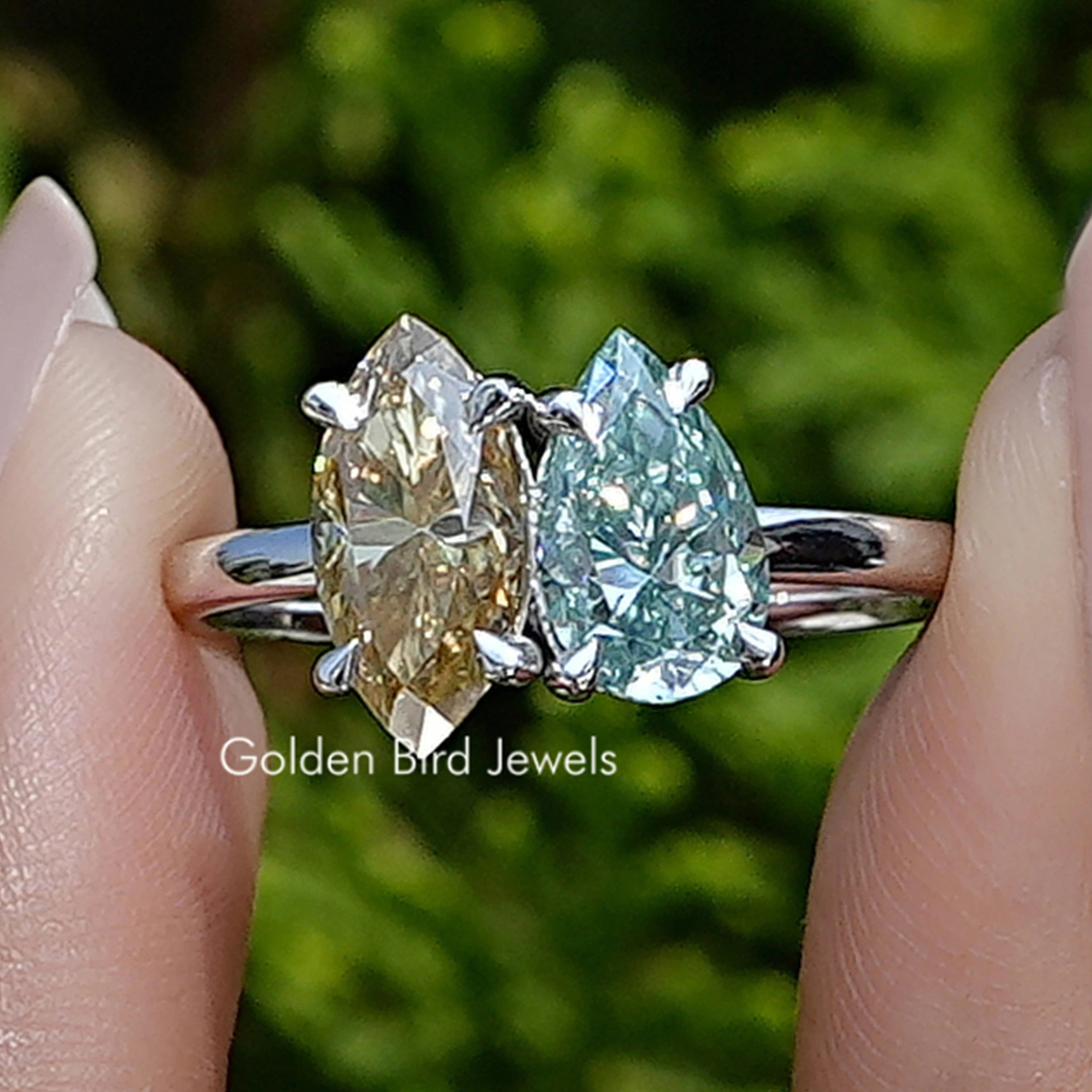 Marquise And Pear Moissanite Toi Et Moi Ring