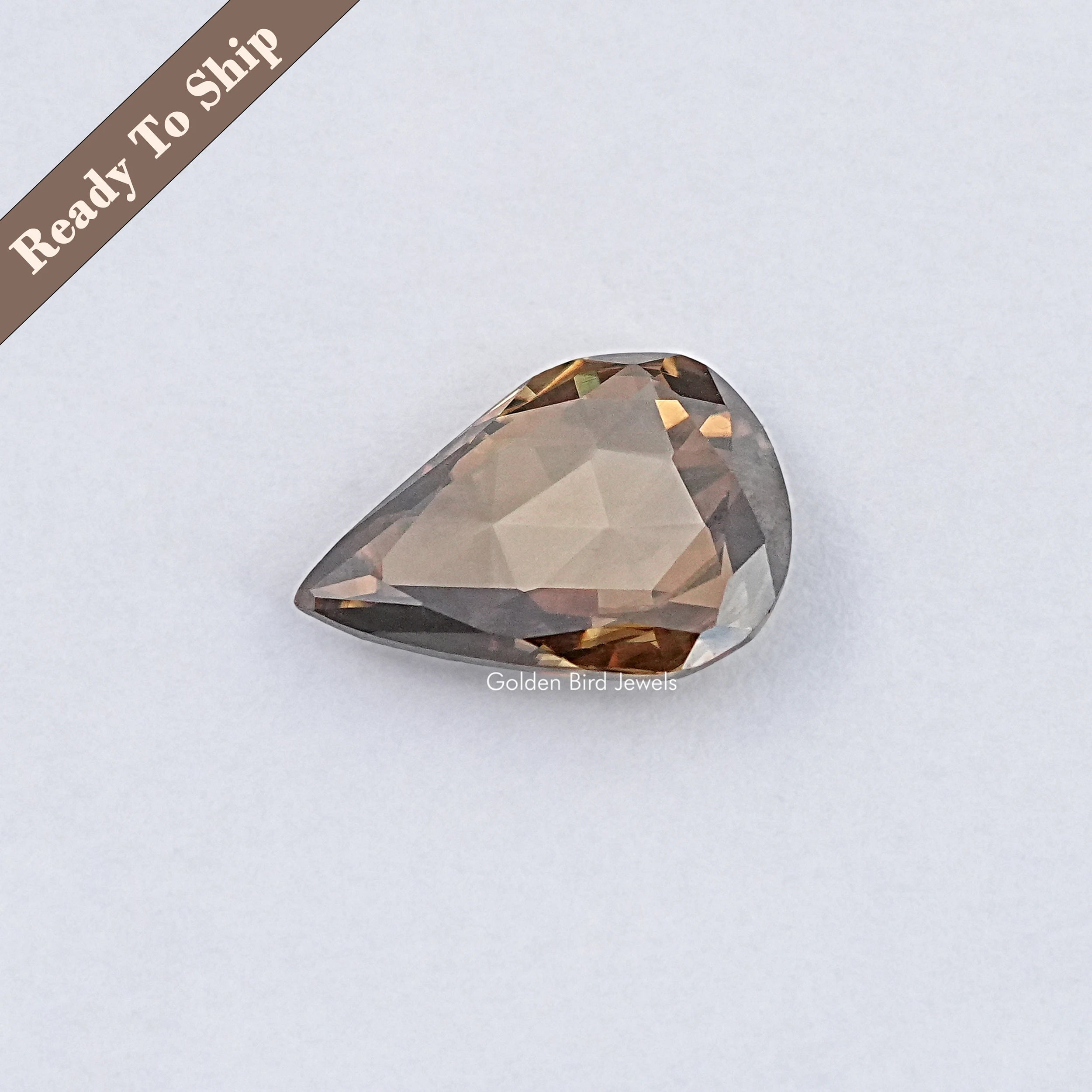 Brown Rose Cut Pear Loose Moissanite