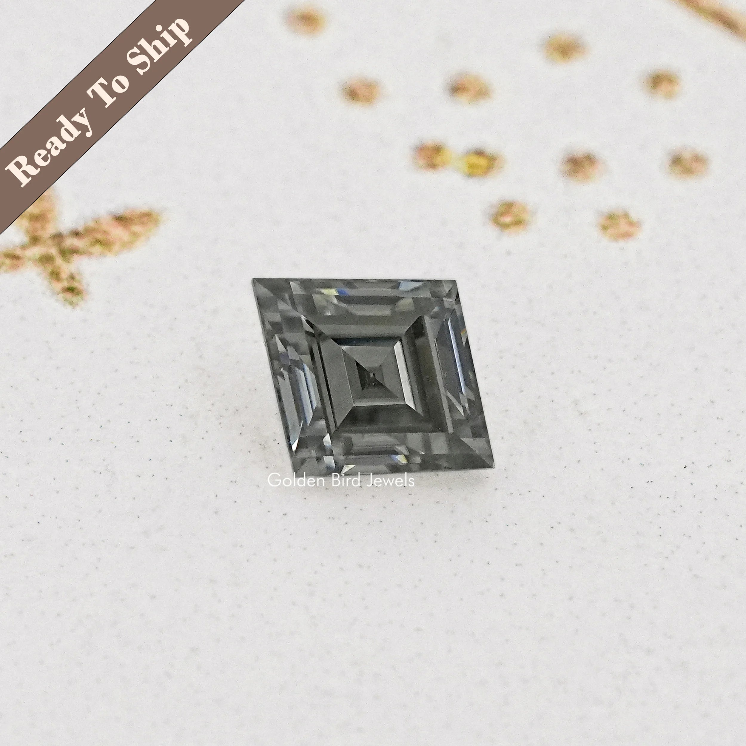 Gray Lozenge Cut Moissanite Stone
