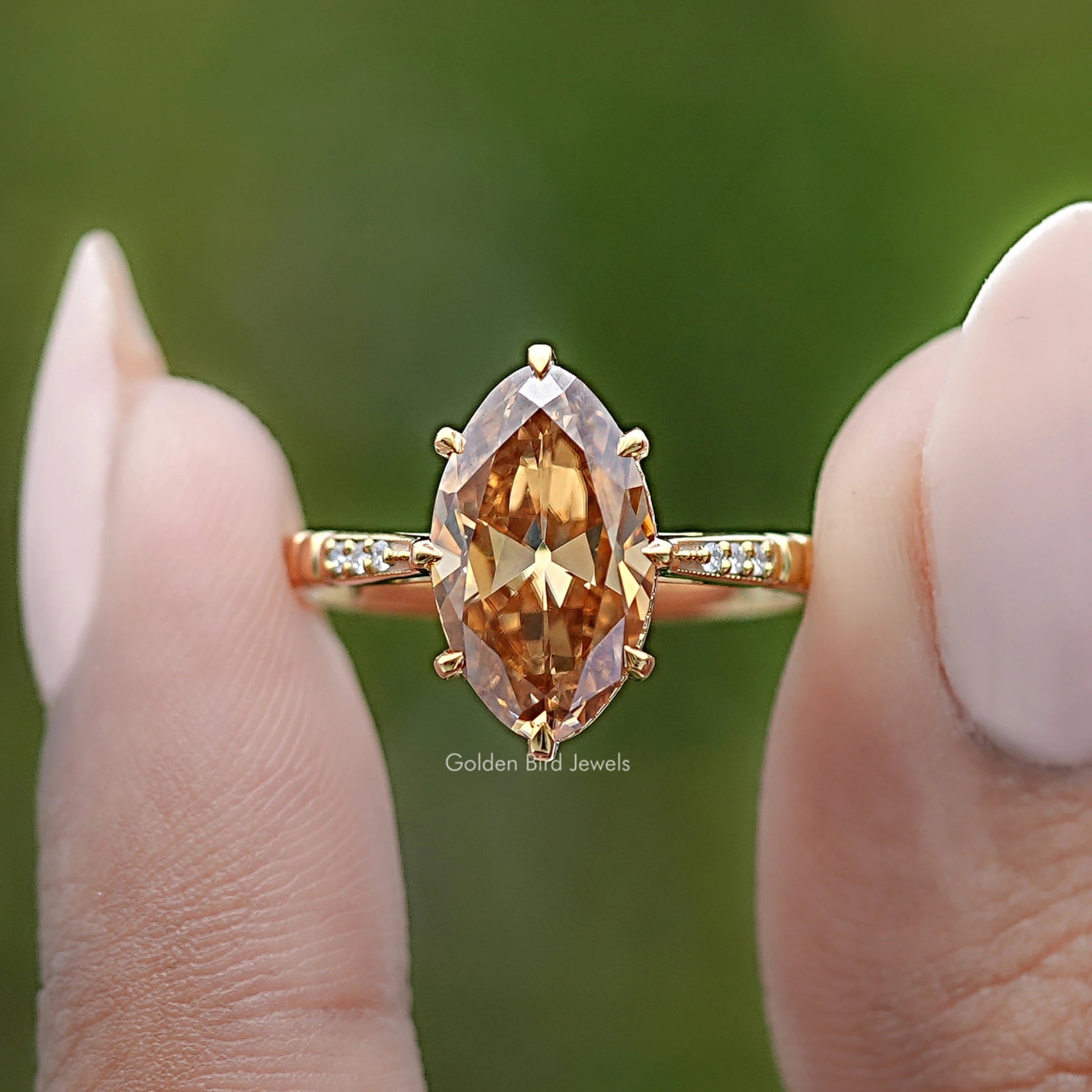 Old Mine Moval Accent Stone Ring