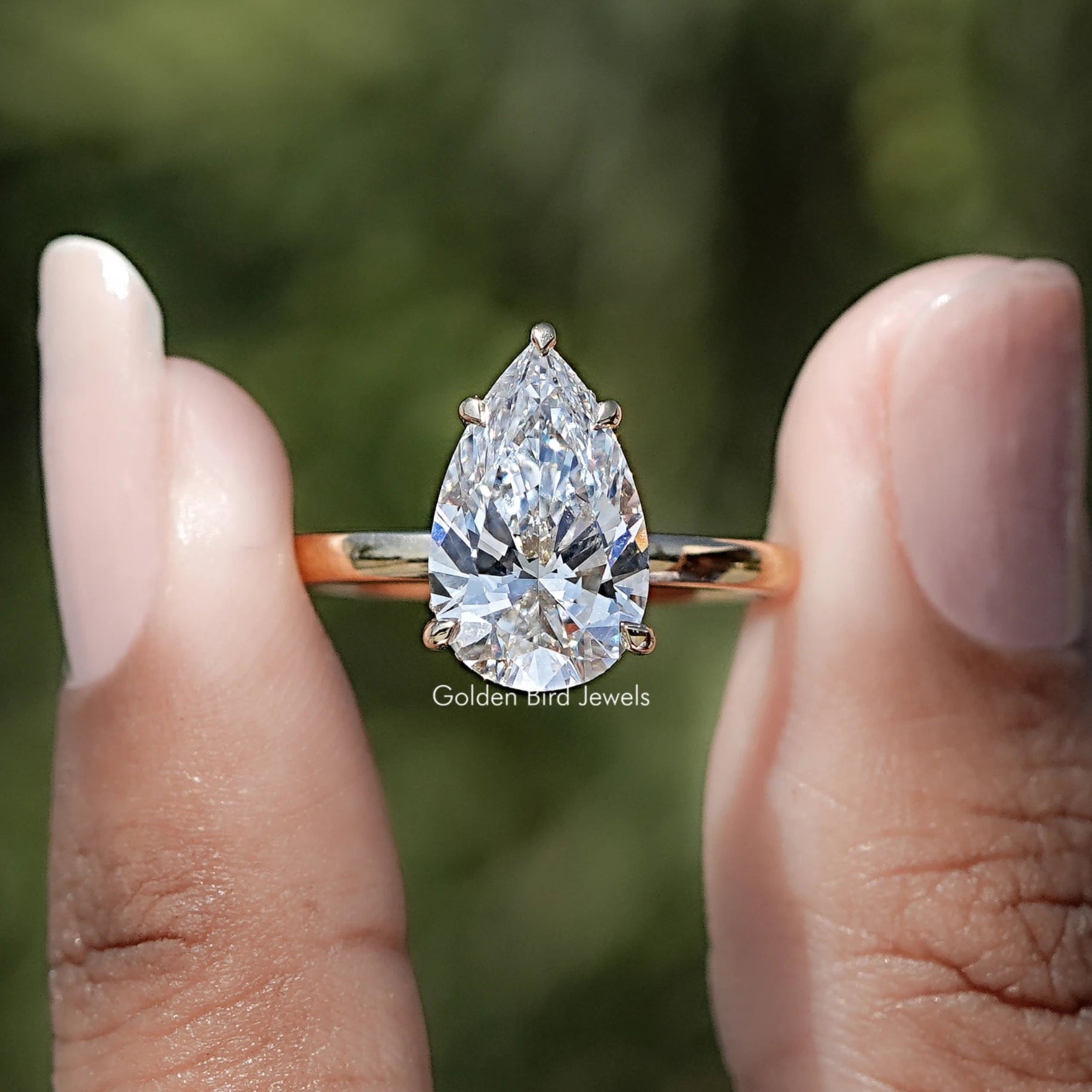 Hidden Halo Pear Lab Diamond Ring