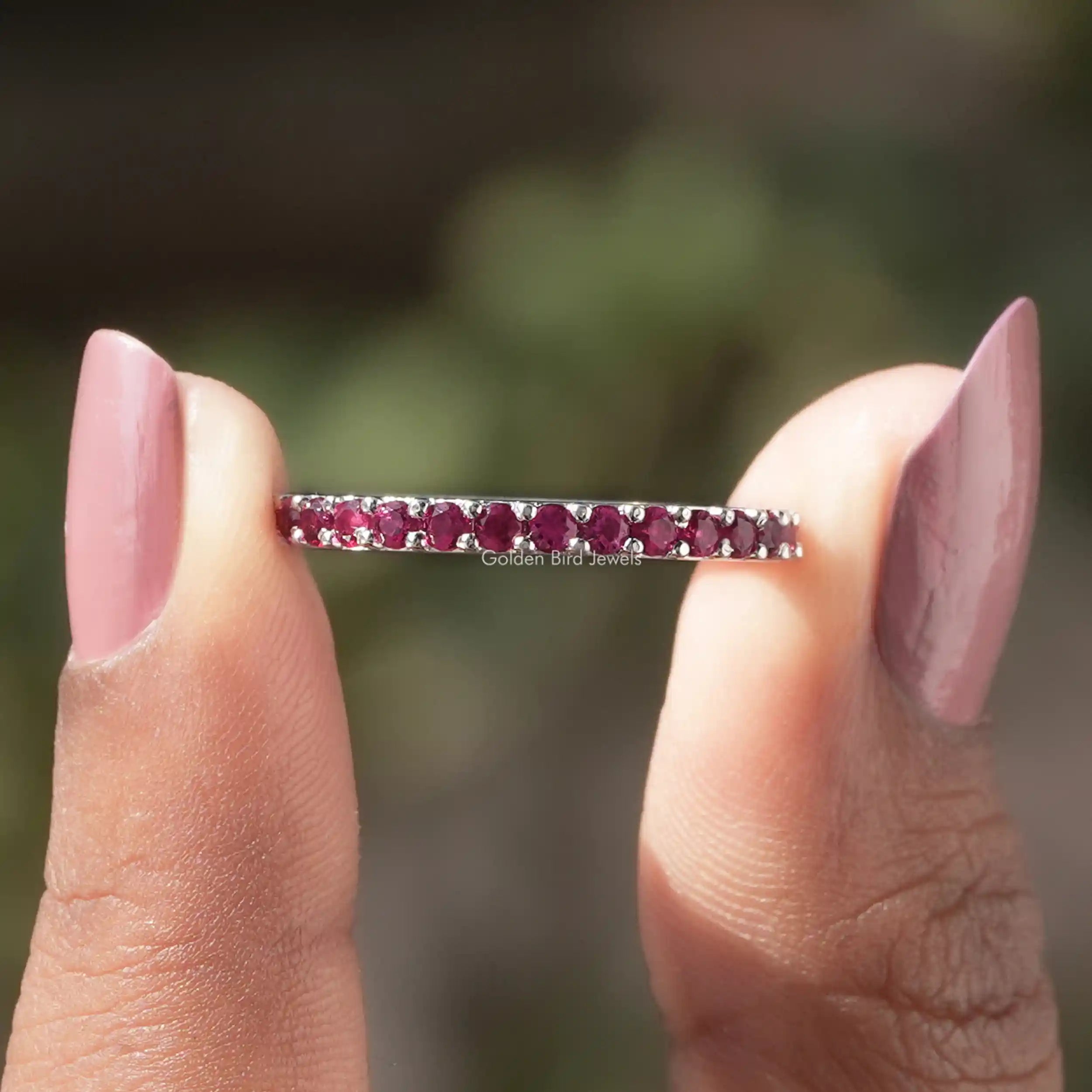 Red Ruby Gemstone Round Eternity Band