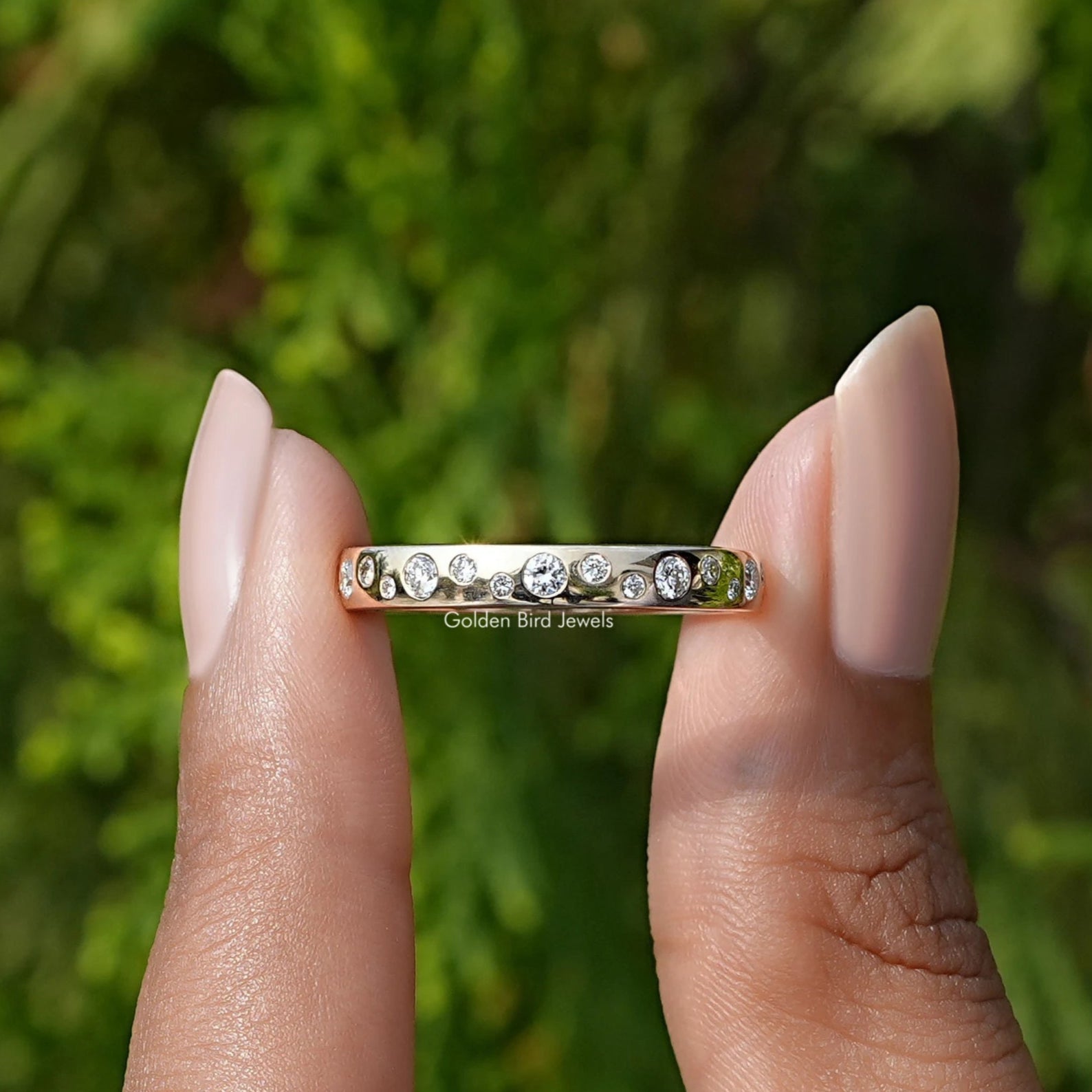 Round Cut Lab Diamond Flush Set Eternity Band