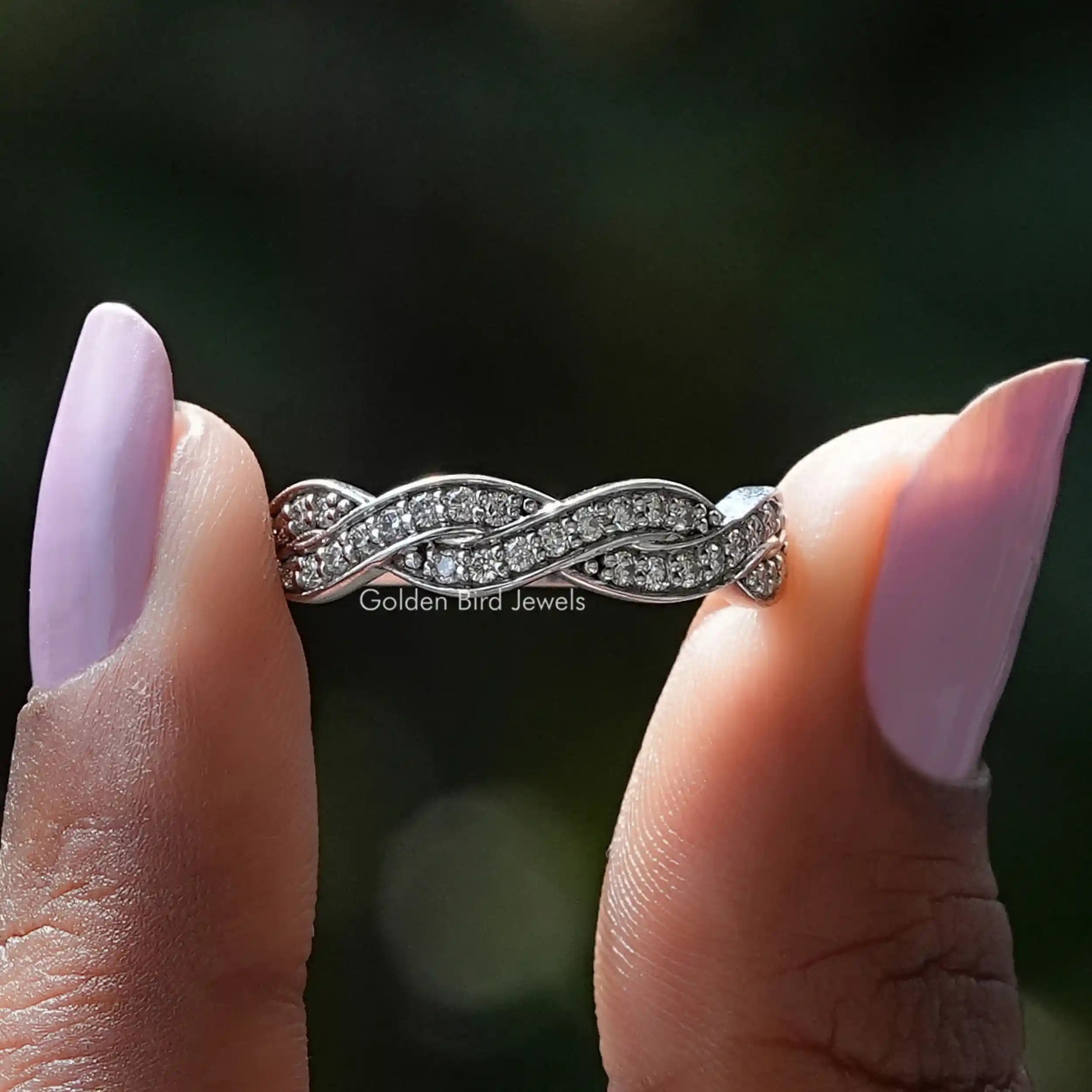 Round Moissanite Infinity Twisted Eternity Band