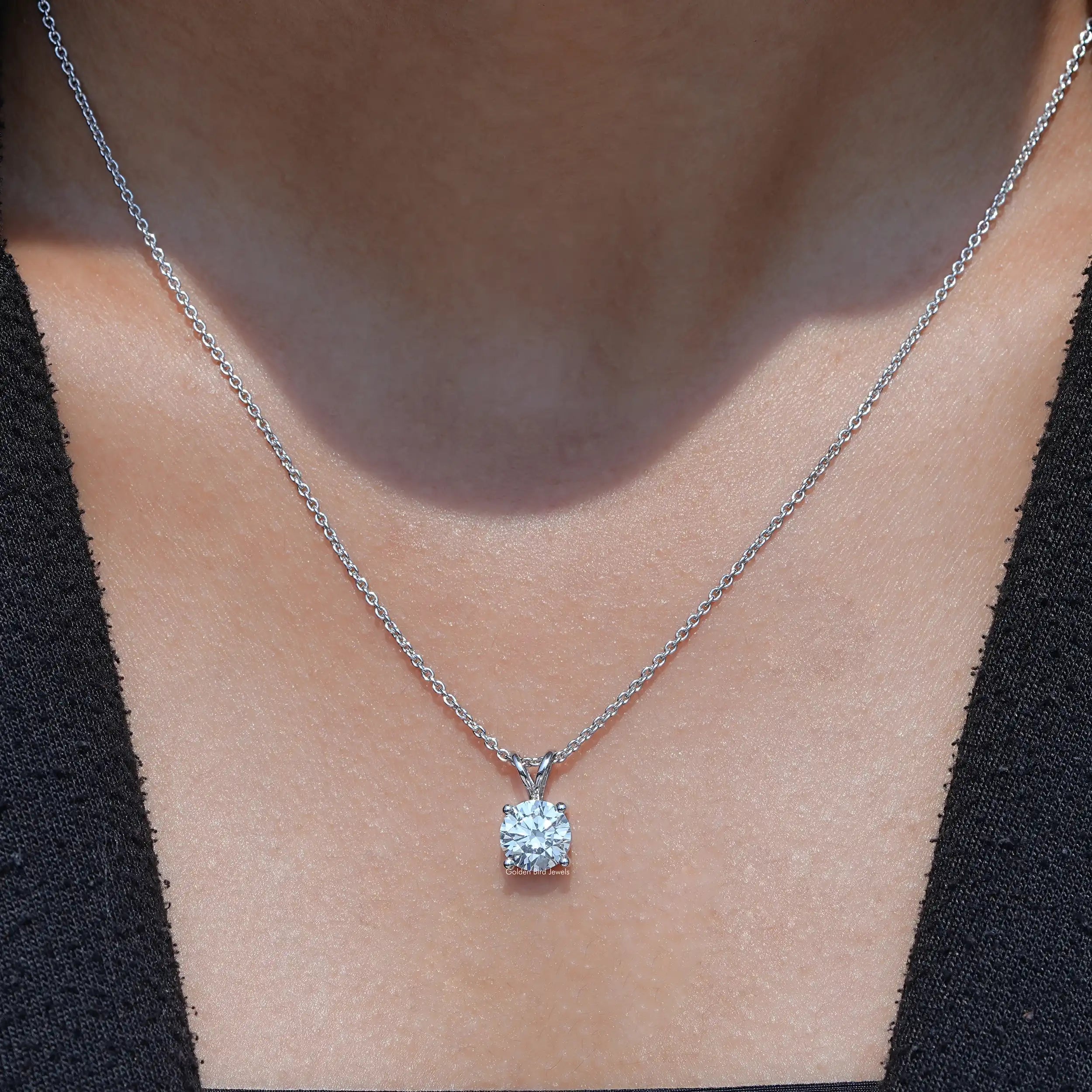 Round Shaped Lab Diamond Solitaire Pendant