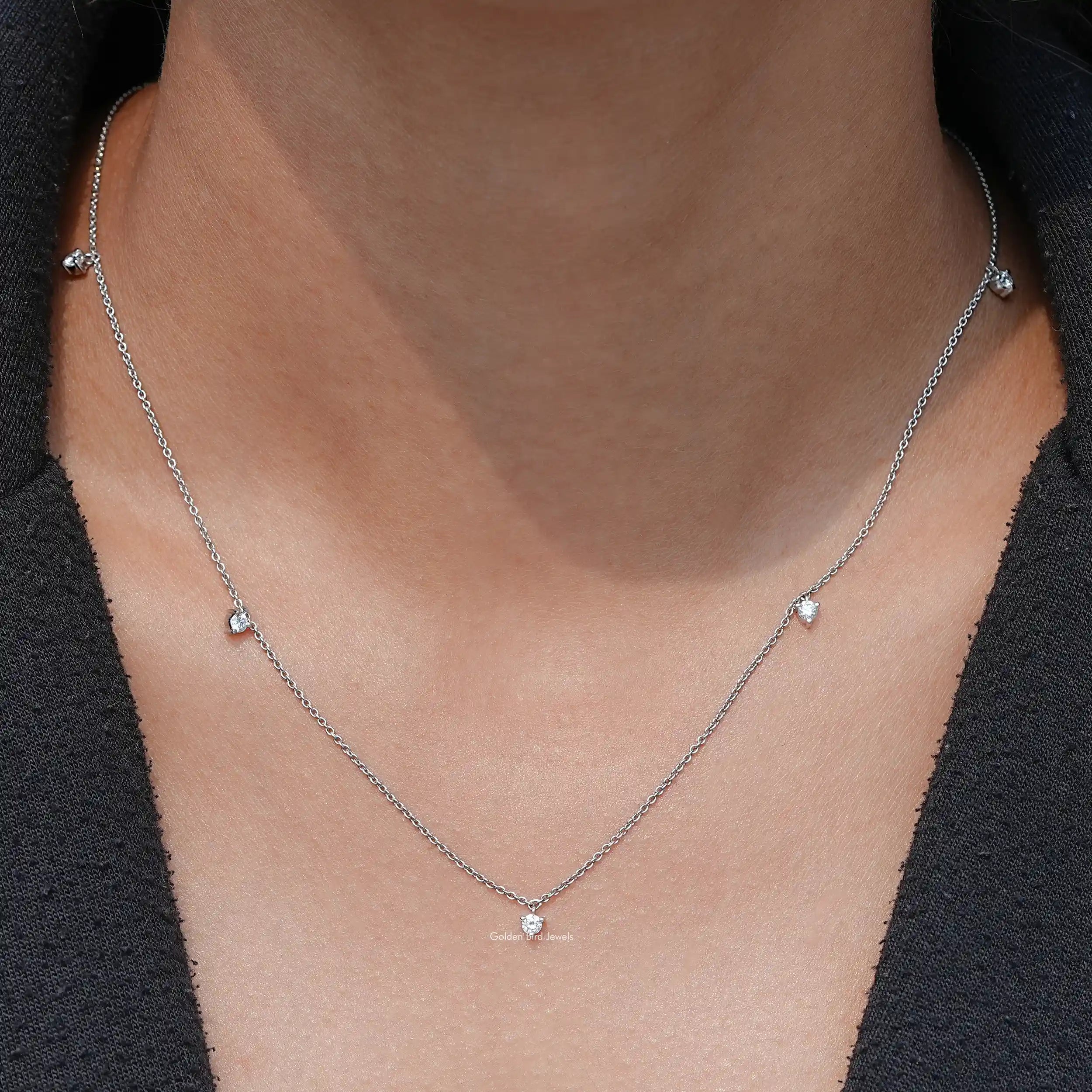 Round Shaped Lab Diamond Station Neckalce