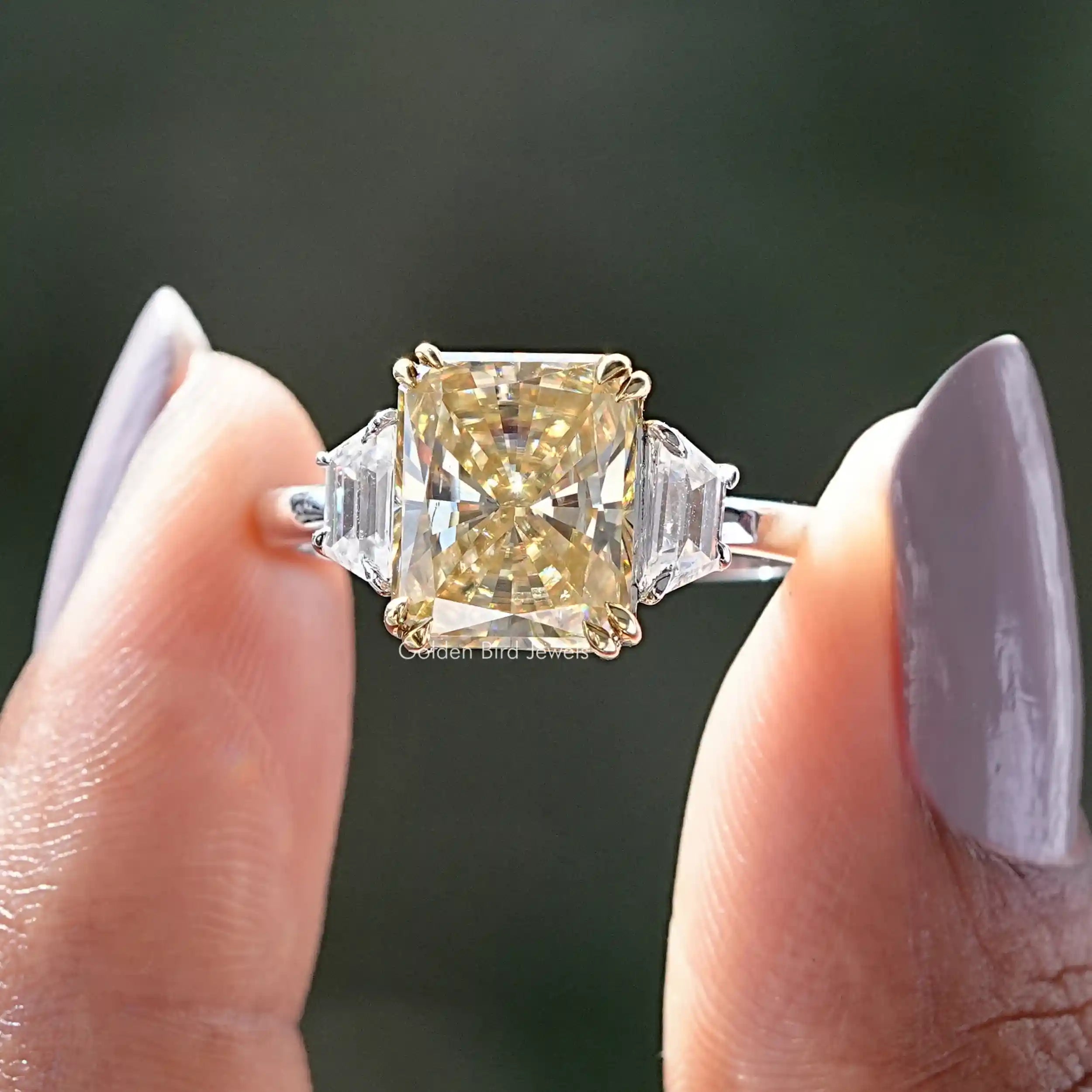 Three Stone Radiant Cut Engagement Ring